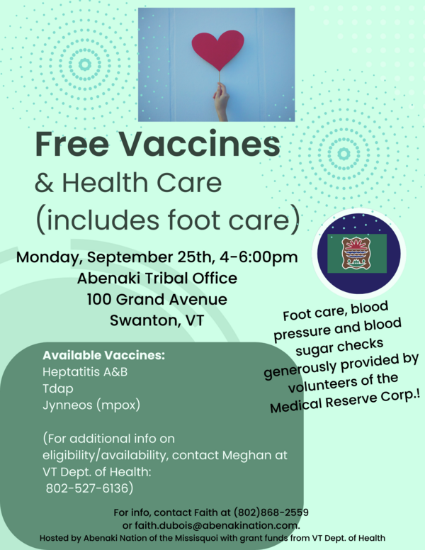 Free Vaccines & Health Care (Includes Foot Care) - Swanton, Vermont