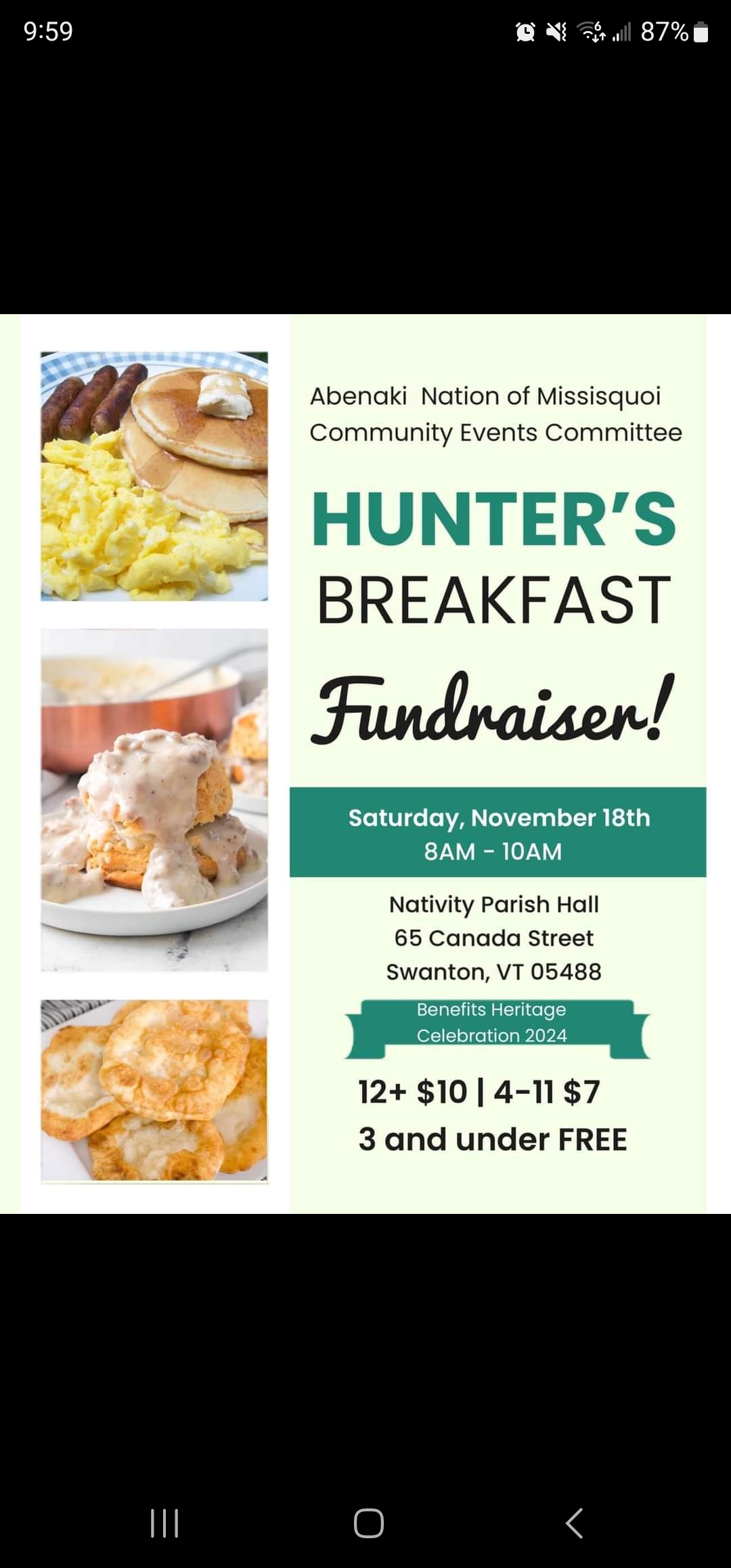 Hunters Breakfast 11-18-23 - Swanton, Vermont
